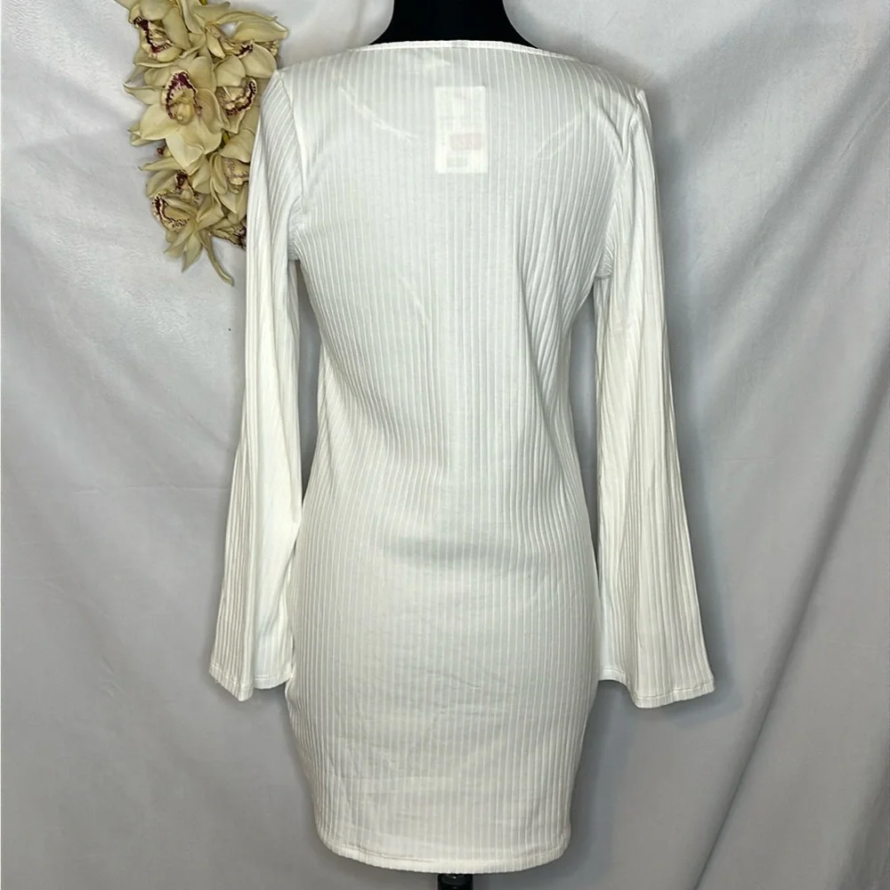 Divided | Dresses | Cream Rib Knit Round Neck Mini Dress | Poshmark